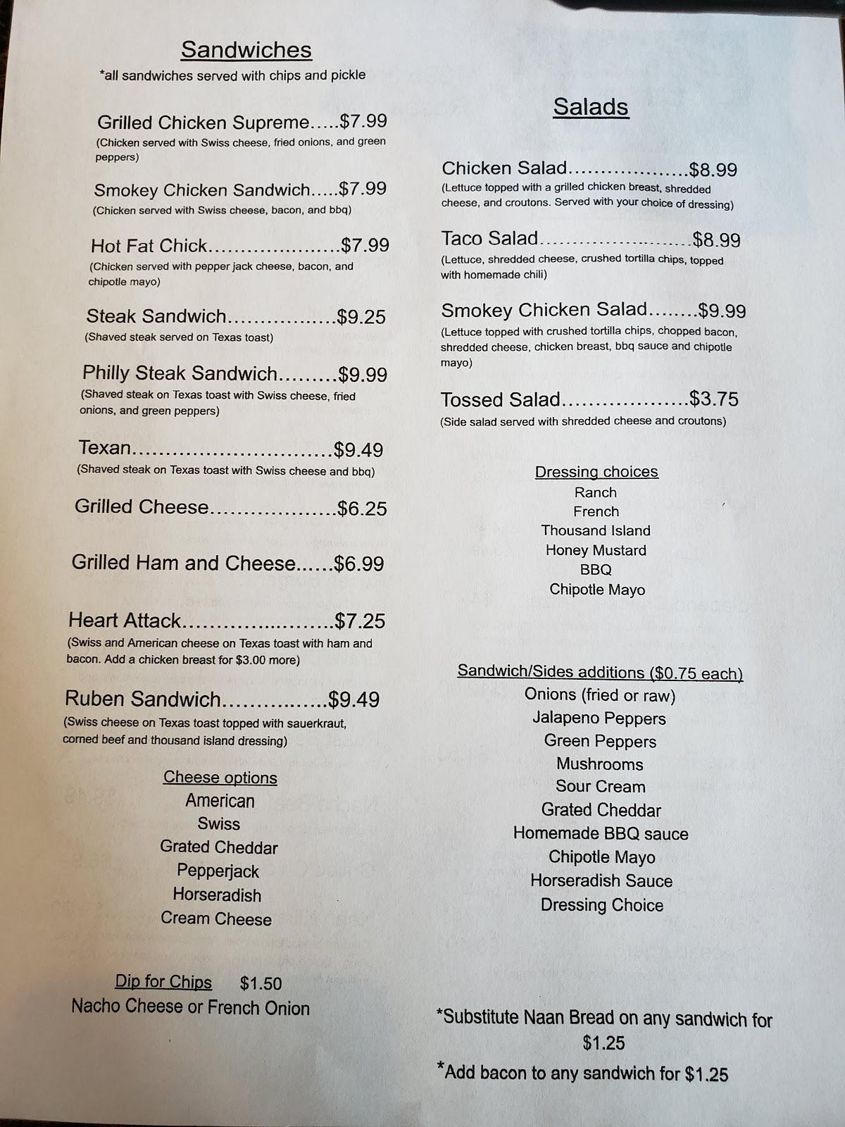 Menu at Gene's Bar & Grill, Roseau