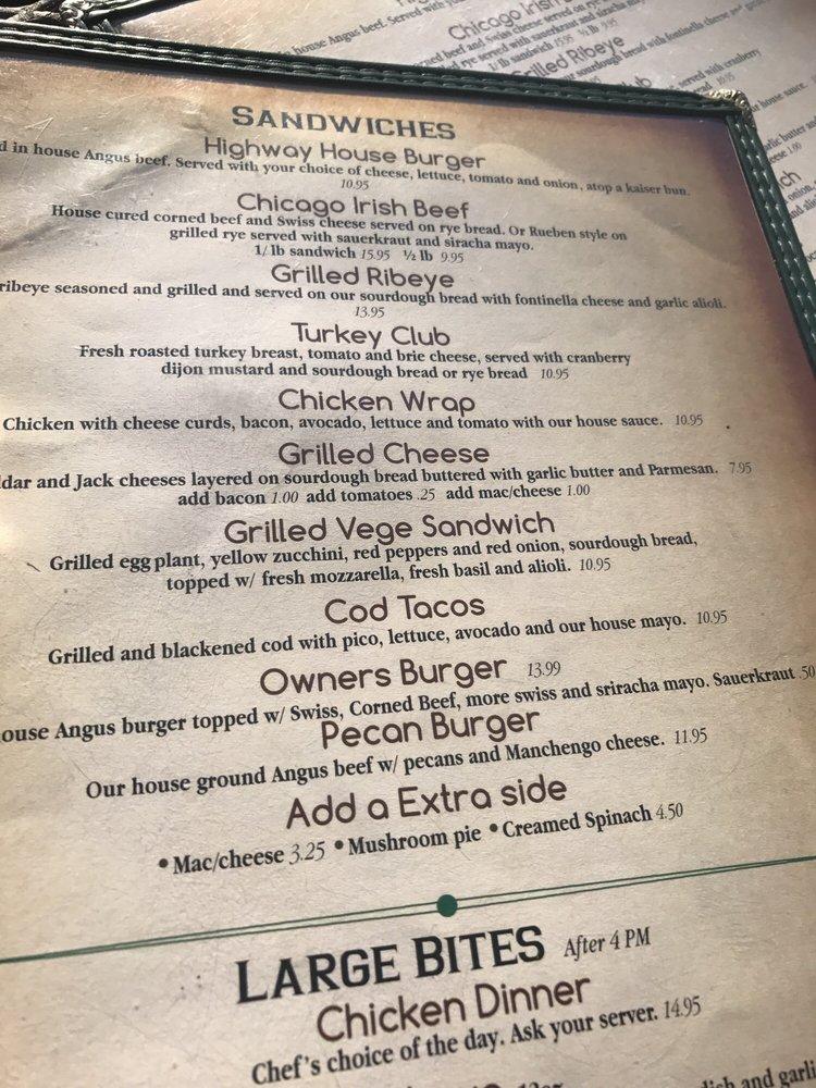 Menu at Highway House pub & bar, Chicago