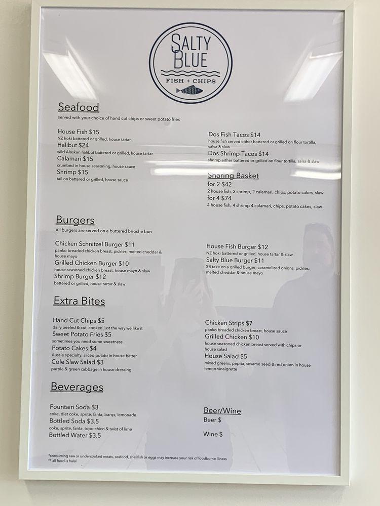 Menu at Salty Blue restaurant, Renton