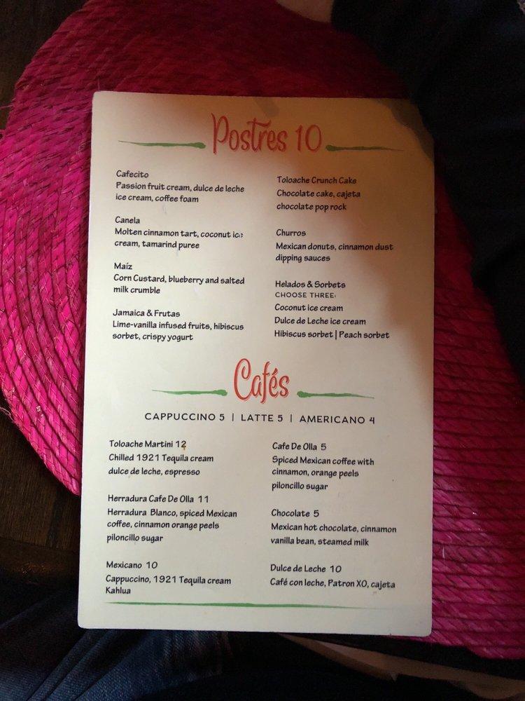Menu at Toloache restaurant, West New York, 251 W 50th St