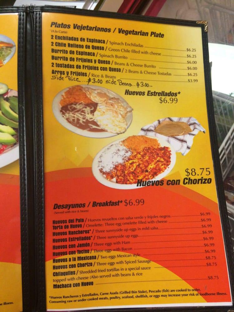 Menu at El Pato Feliz Jr restaurant, Portland, SE 92nd Ave