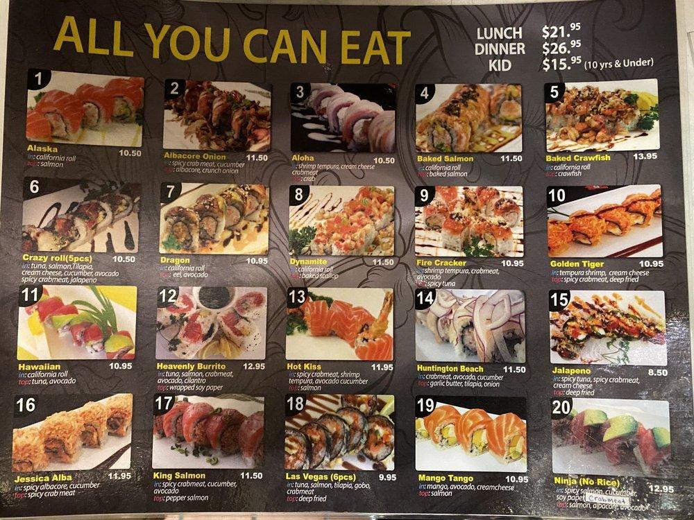 Menu at Maru Sushi restaurant, Westminster, Goldenwest St