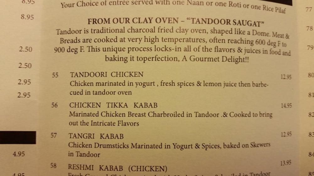Menu at Paradise Indian Cuisine restaurant, Herndon