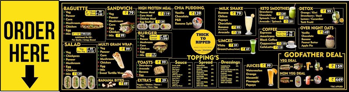Menu at Cafe Thick to Ripped, Mapusa
