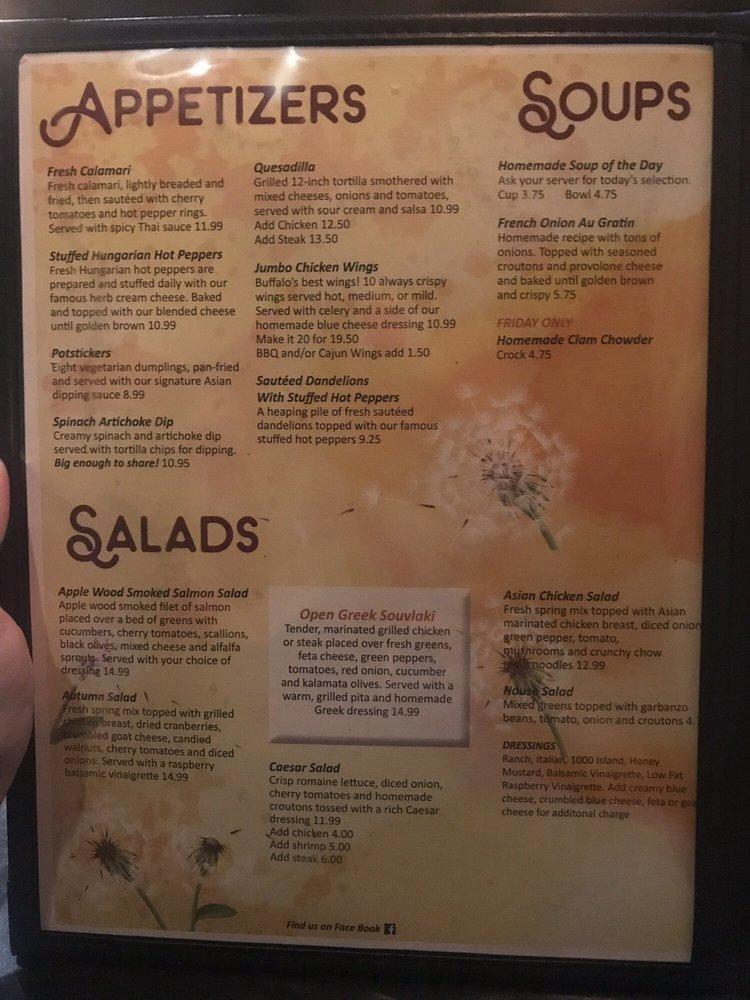 Menu at Dandelions Restaurant, Buffalo