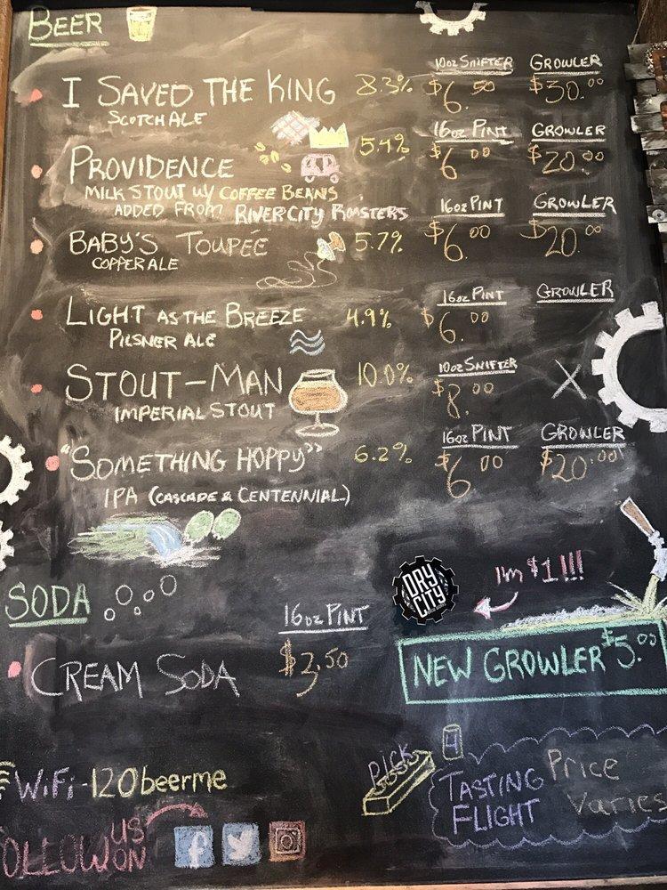 Menu at Dry City Brew Works, Wheaton