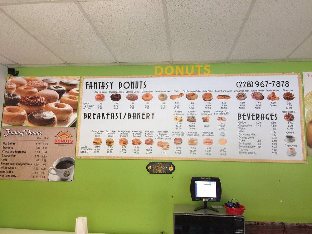 Menu at Fantasy Donuts cafe, Biloxi, Pass Rd