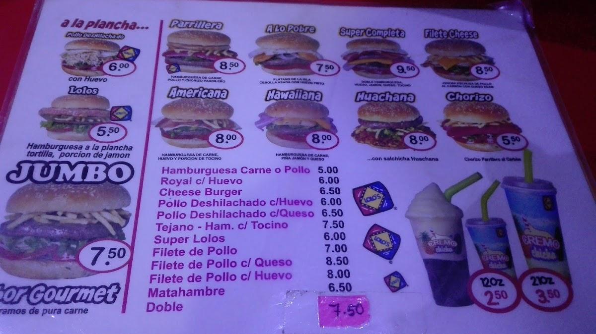 Carta del restaurante LOLO'S, Huacho
