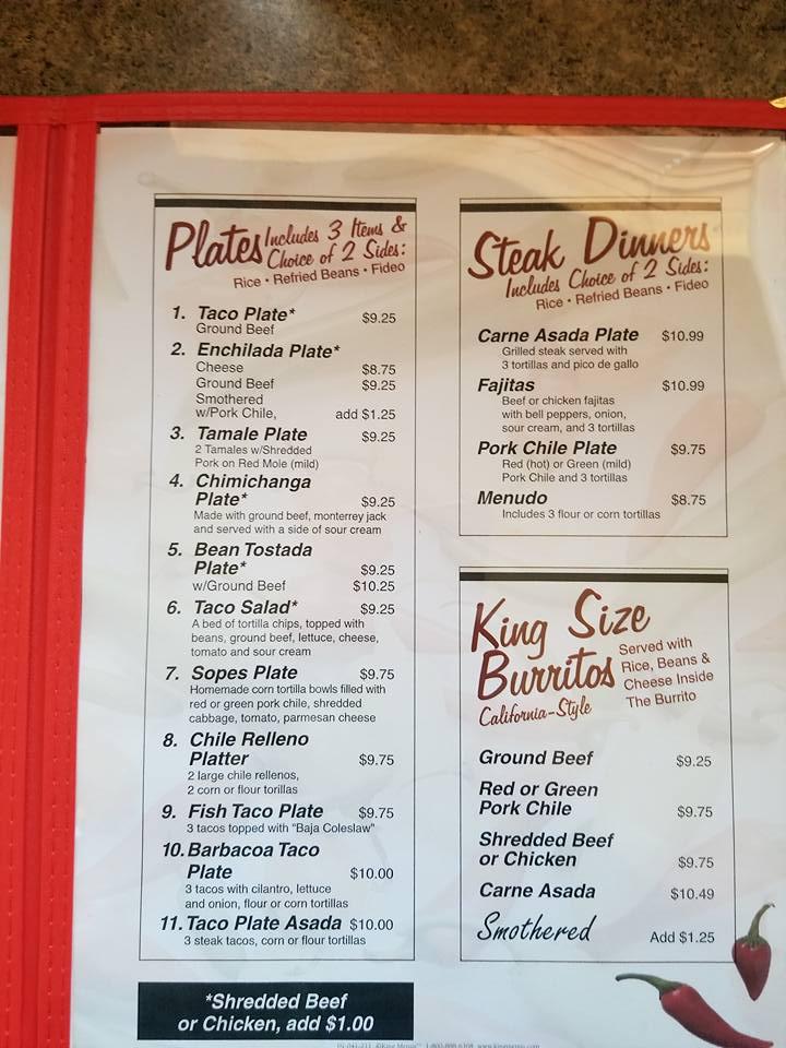 Menu at La Villa Restaurant, Alliance