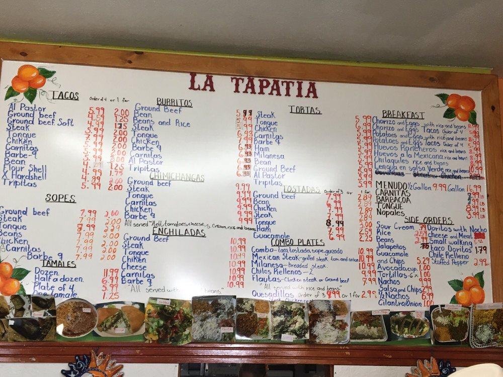 Menu at Lá Tapatia restaurant, Racine, Mead St