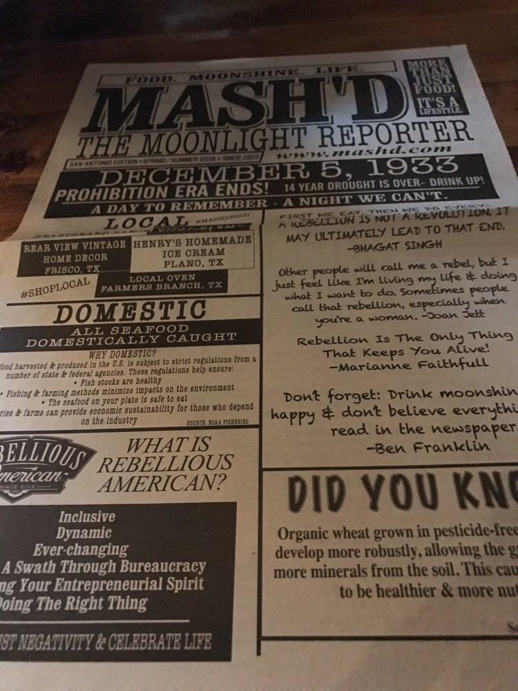 Menu at MashD The Rim pub & bar, San Antonio