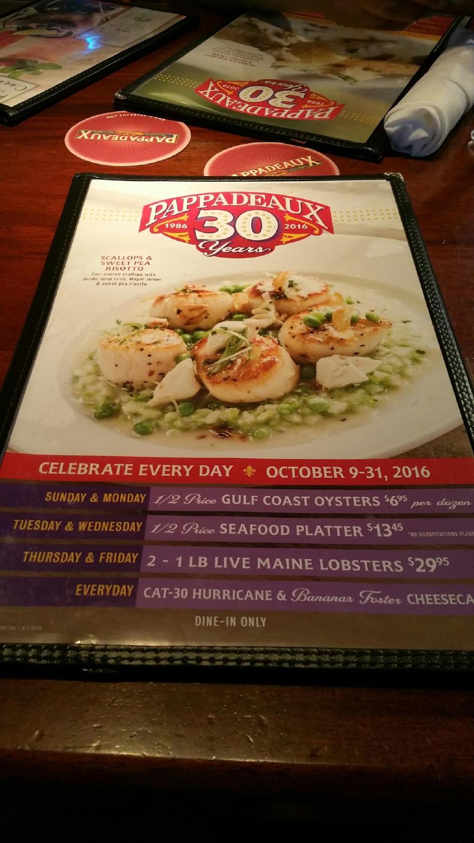 Menu at Pappadeaux Seafood Kitchen restaurant, Norcross, Jimmy Carter Blvd