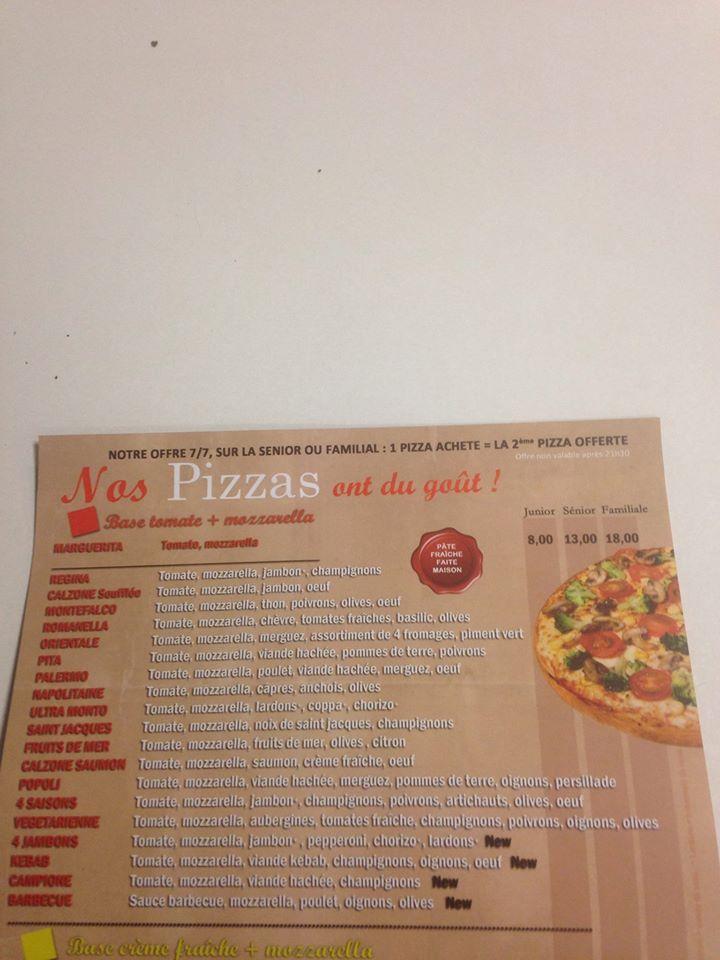 Carta de pizzería Popoli Pizza, Distrito de Toul