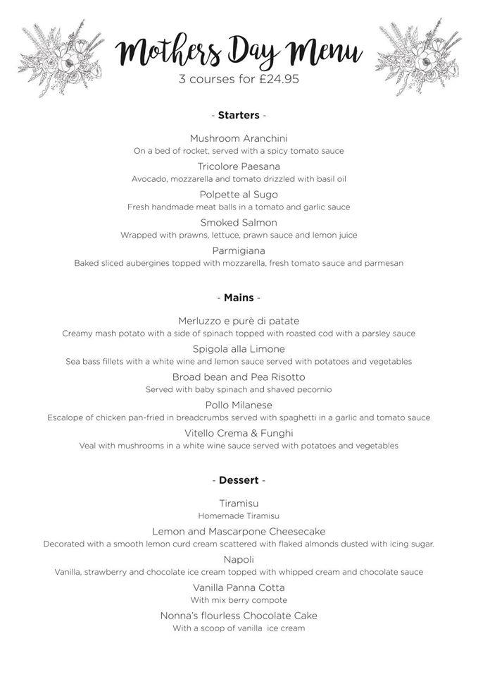 Menu at Positano restaurant, Surbiton, 165 Ewell Rd