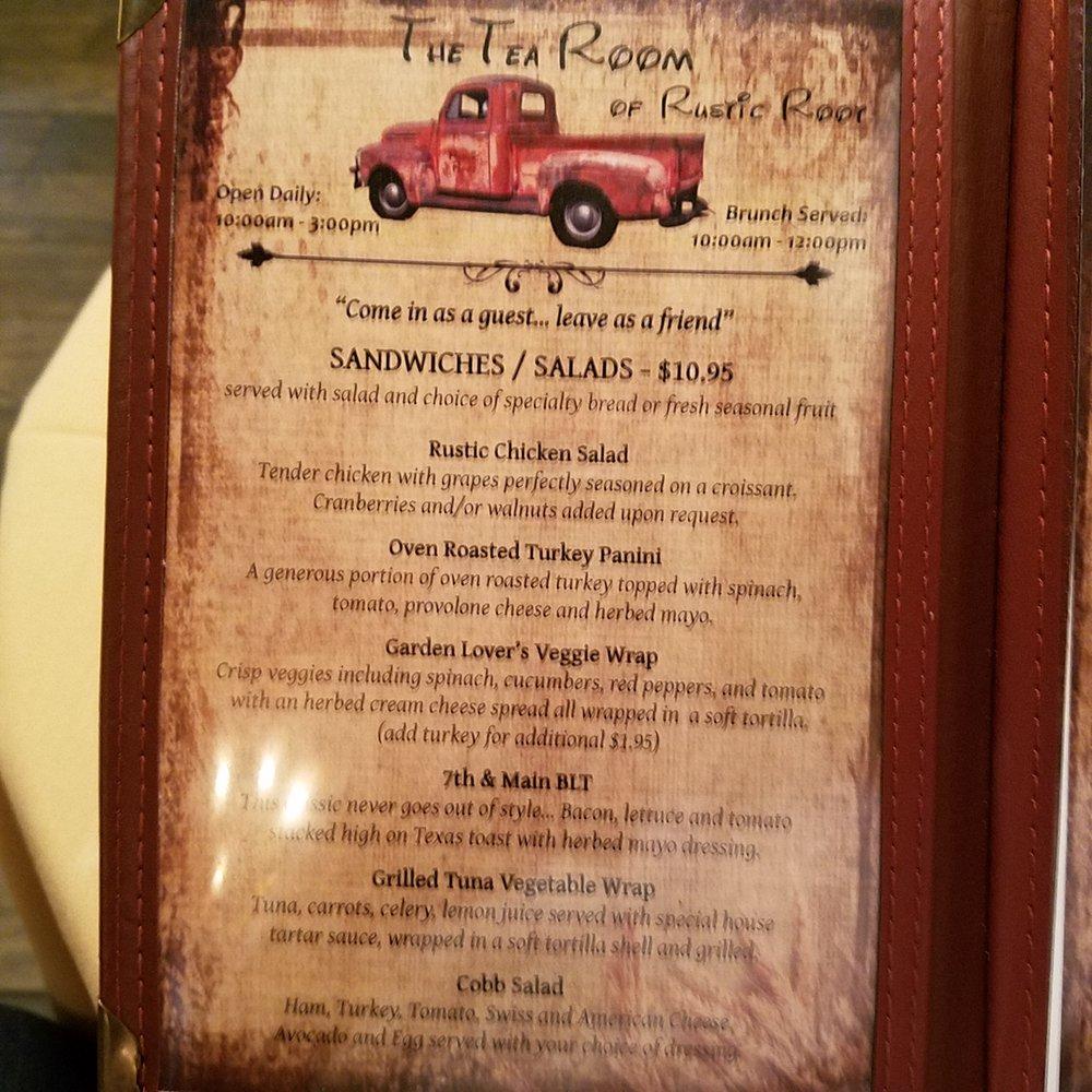 Menu at Rustic Root restaurant, Beech Grove