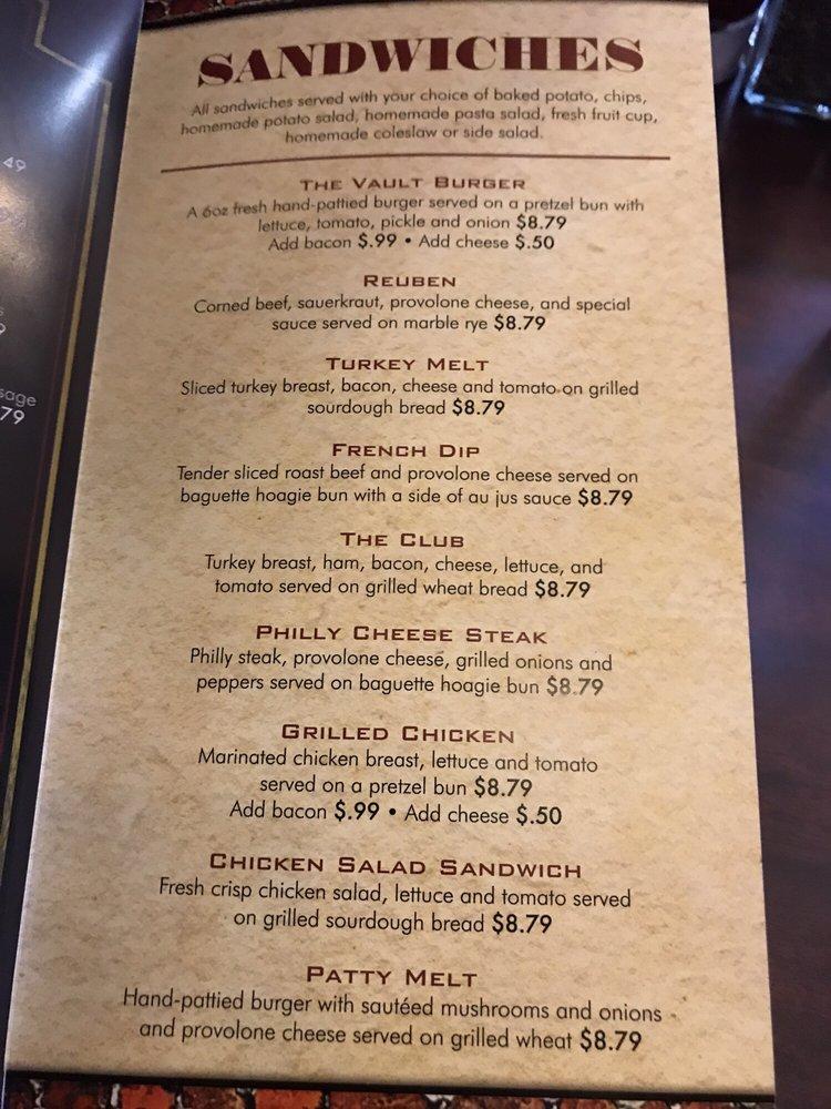 Menu at The Vault Cafe on the Square, Marion