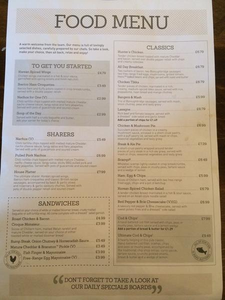 Menu at Bears Paw pub & bar, Frodsham