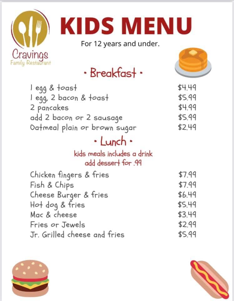 Menu at Cravings Family Restaurant, Hanover
