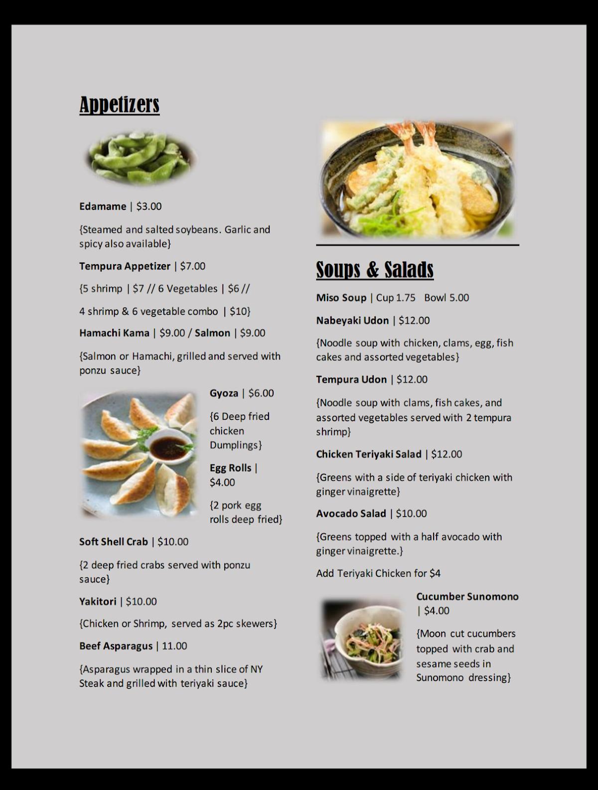 Menu at Minato Japanese & Korean Restaurant, Laughlin