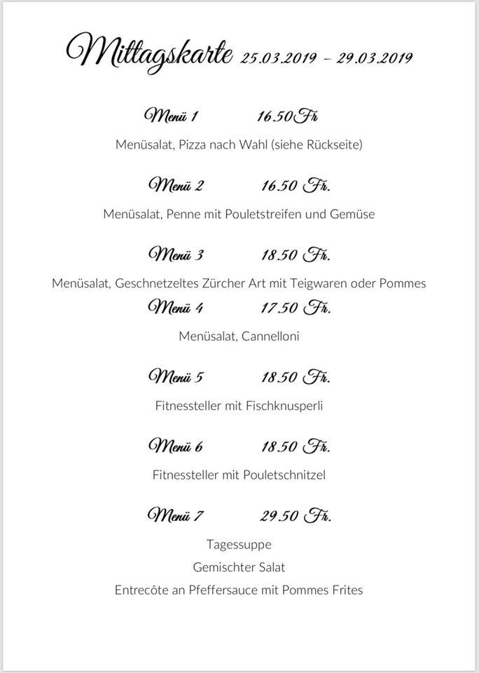 Speisekarte von Ristorante il Sole, Gaiserwald