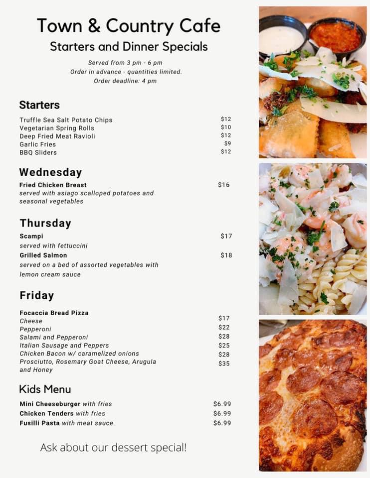 Menu at Town & Country Cafe, Tracy
