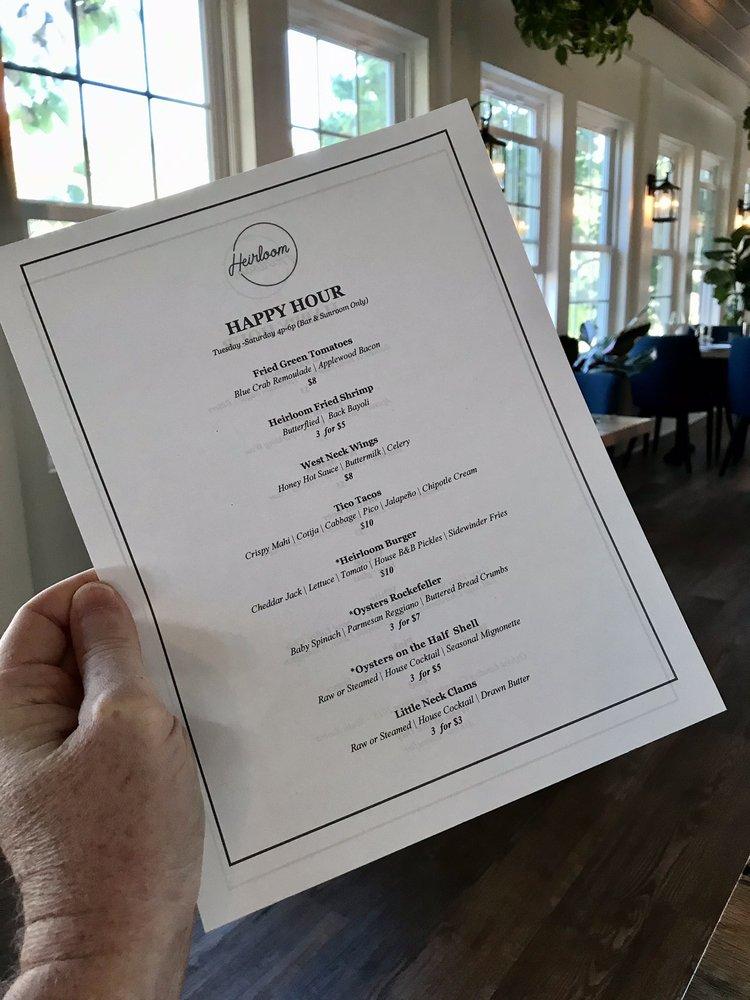 Menu at Heirloom pub & bar, Virginia Beach