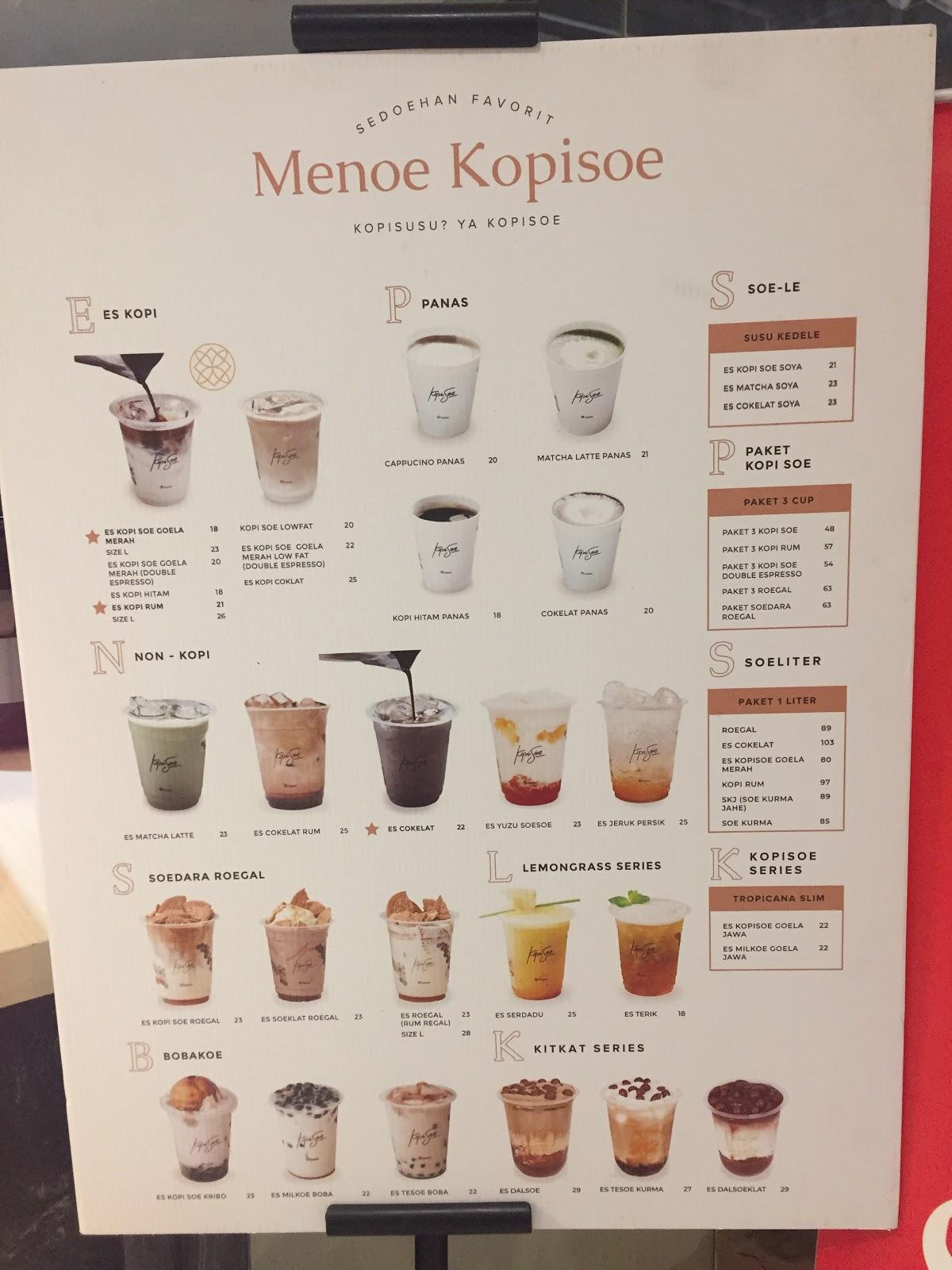 Menu at Kopi Soe Citraland, Surabaya