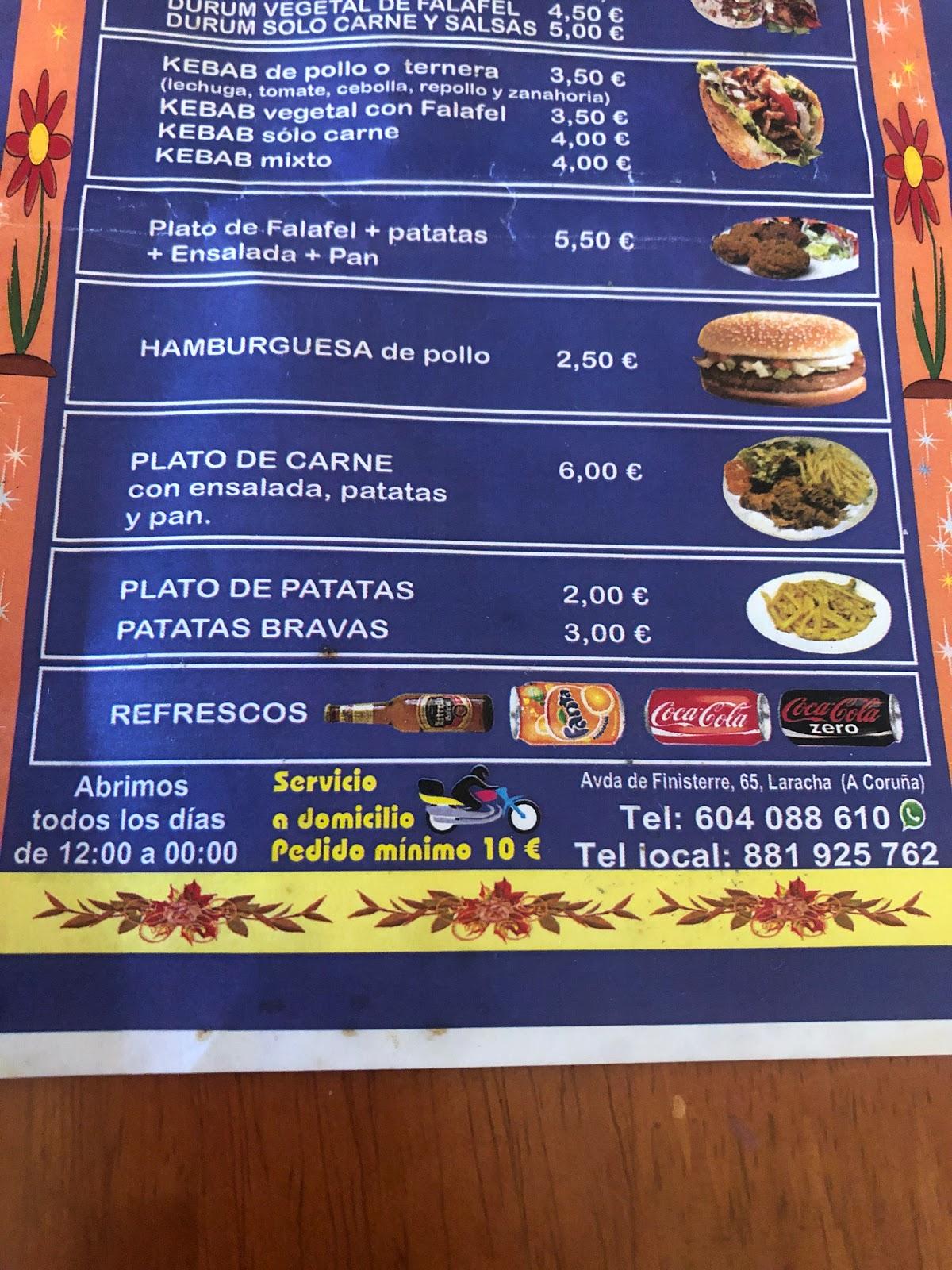 Menu at ALI DÖNER KEBAB restaurant, A Laracha