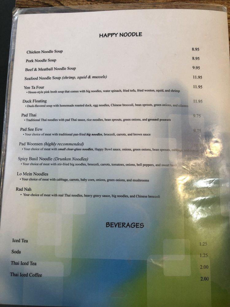 Menu at Happy Bowl restaurant, Fort Worth, White Settlement Rd
