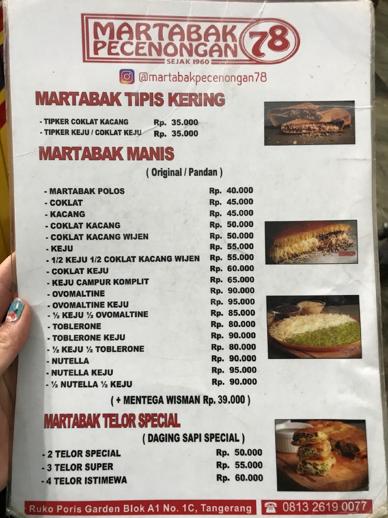 Menu at Martabak Pecenongan 78 restaurant, Tangerang, Jl. Blk. Ambon