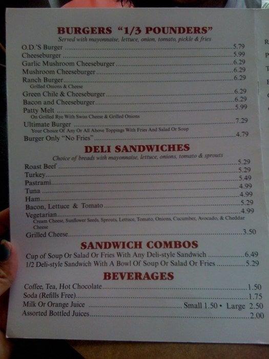 Menu at OD's Kitchen restaurant, Gilroy