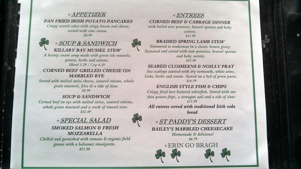 Menu at Rosy Tomorrow's pub & bar, Danbury