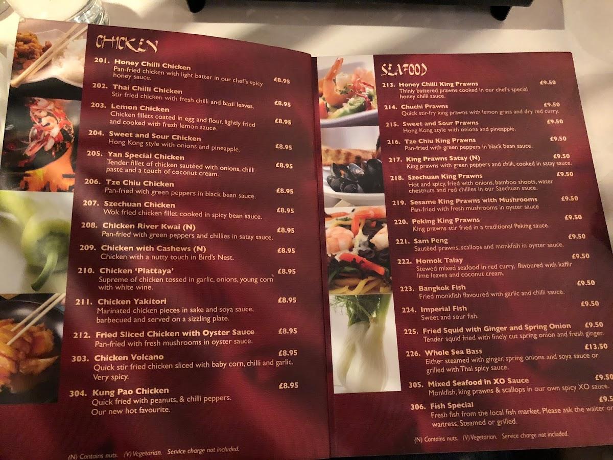 Menu at Yan Oriental Restaurant, Westhill