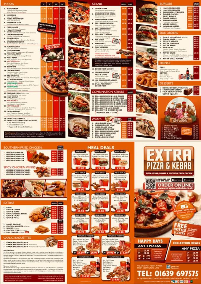 Extra Pizza & Kebab in Port Talbot - Restaurant menu and reviews