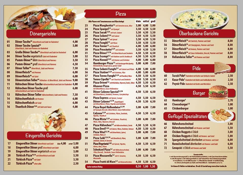Speisekarte von Ahauser Döner Station pub & Bar, Ahaus