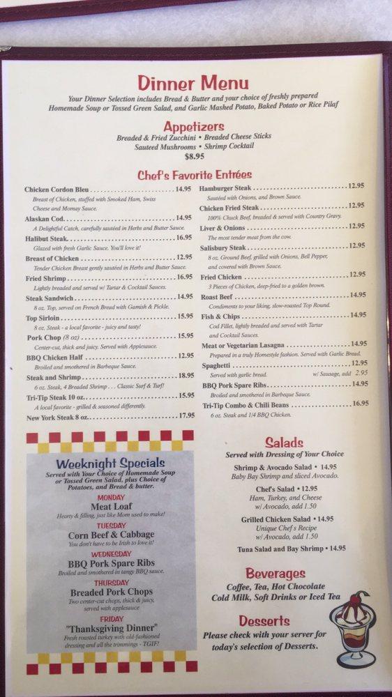 Menu at Budget Cafe, Lompoc