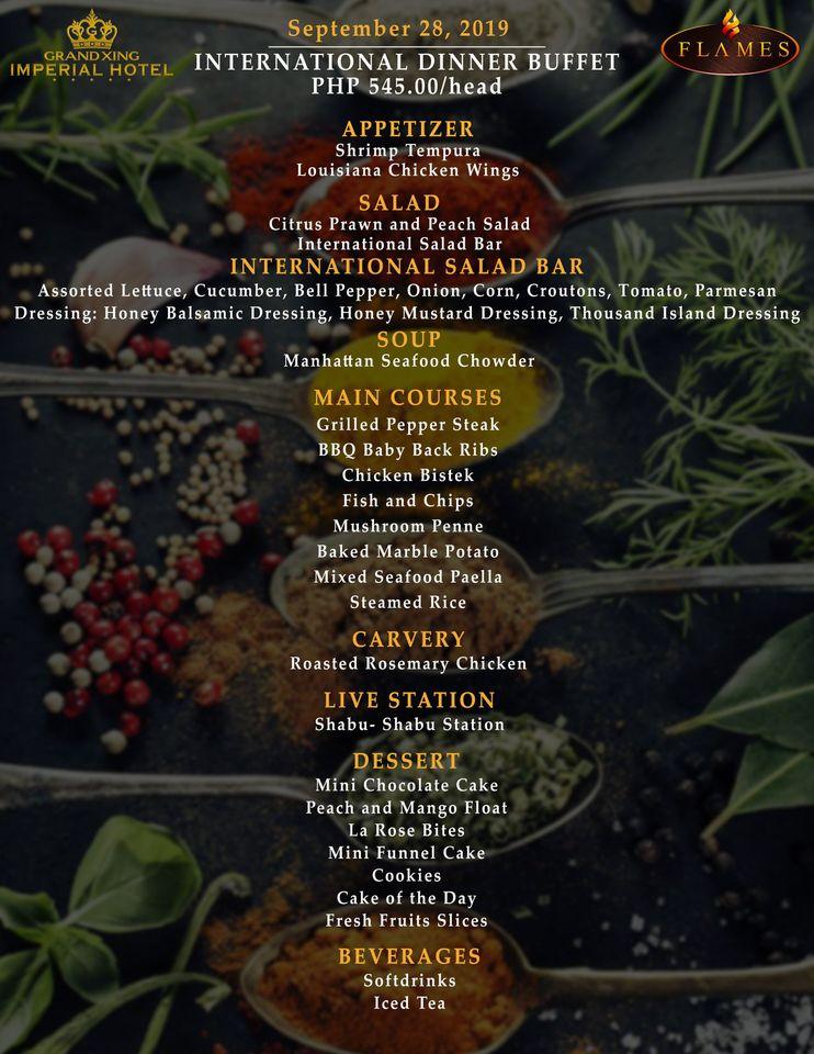 Menu at Flames Café restaurant, Iloilo City, Muelle Loney Street