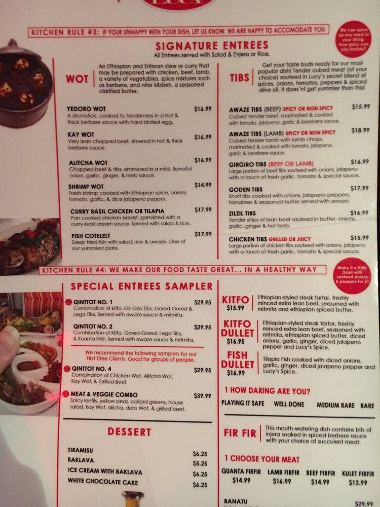 Menu at Lucy restaurant, Houston, Southwest Fwy