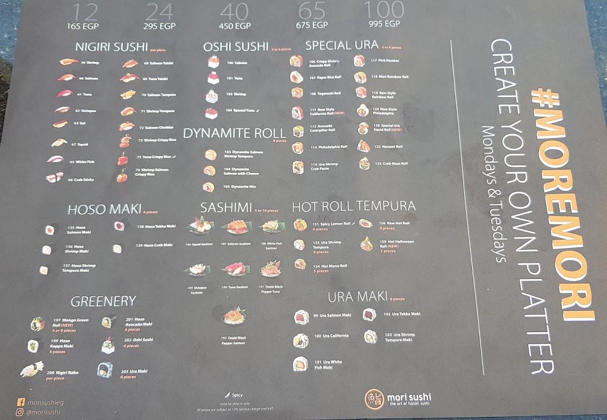 Menu at Mori Sushi - Cairo Festival City restaurant, New Cairo City, Inside Cairo Festival C