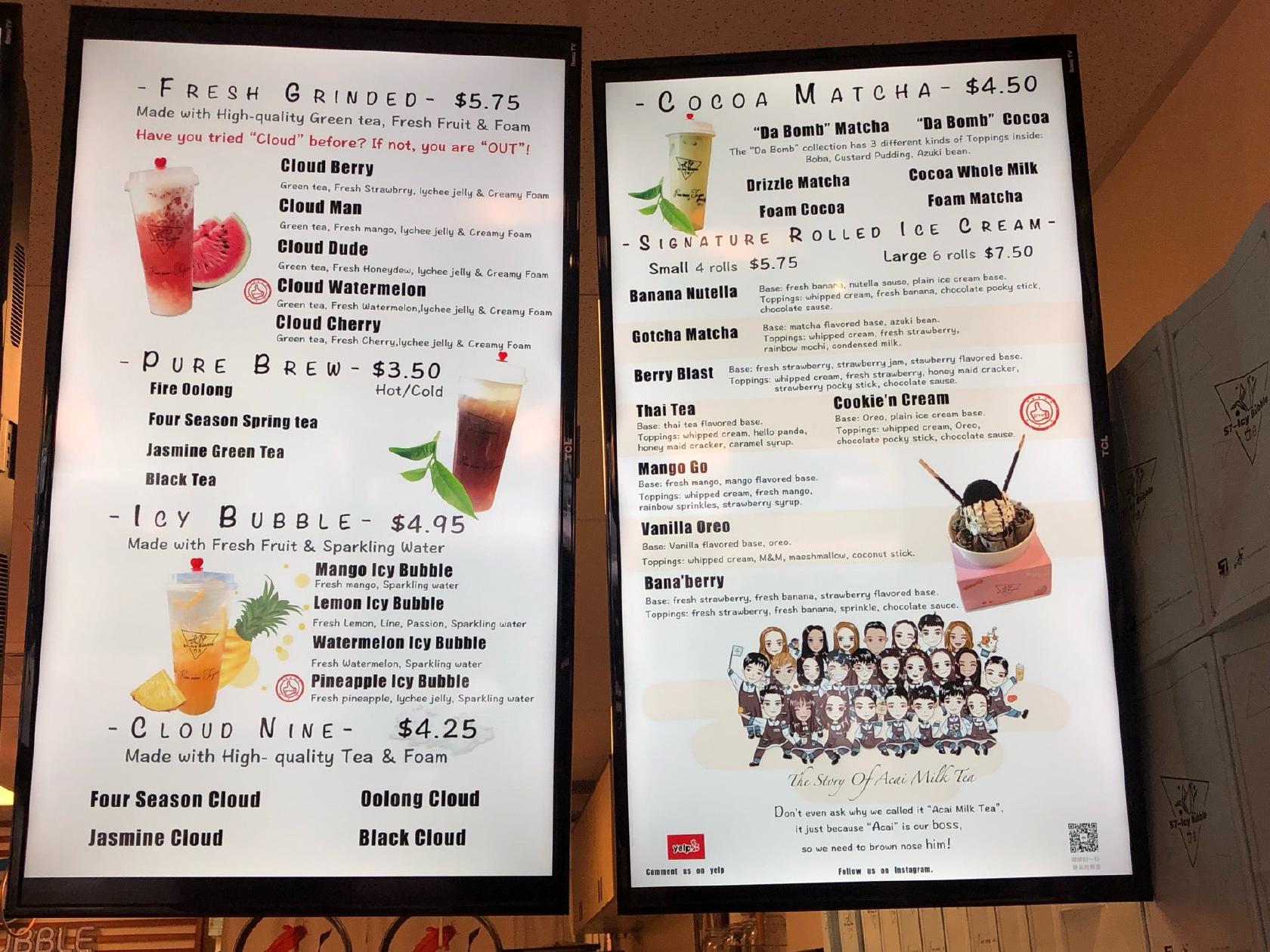 Menu at Icy Bubble pub & bar, Pearl City
