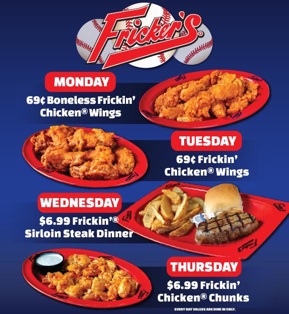 Menu at Frickers pub & bar, Springfield, Upper Valley Pike