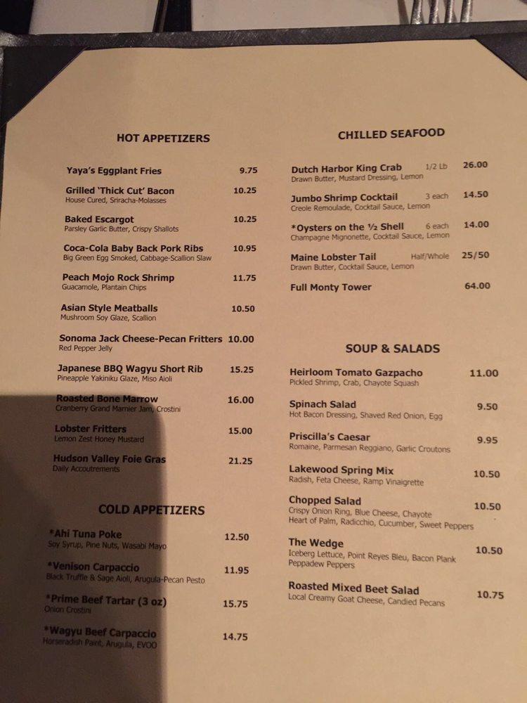 Menu at Kevin Rathbun Steak steakhouse, Atlanta, 154 Krog St NE STE 200