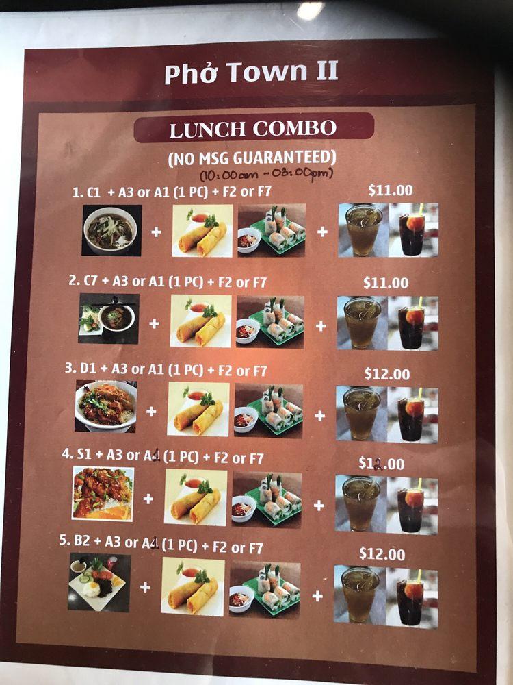 Menu at Pho Town 2 restaurant, Cypress
