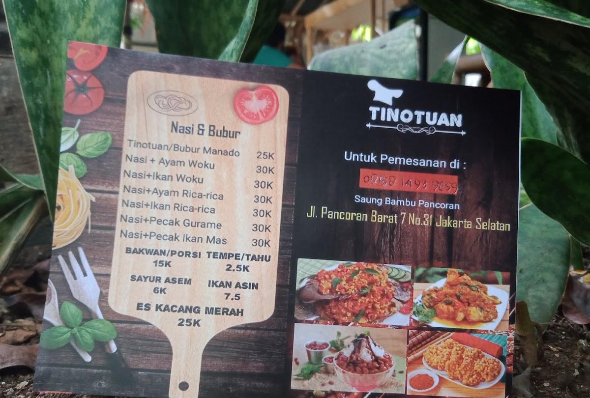 Menu at Saung bambu pancoran restaurant, South Jakarta