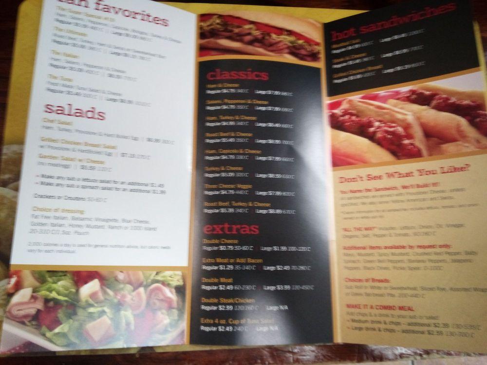 Menu at Sub Station II, Pelion