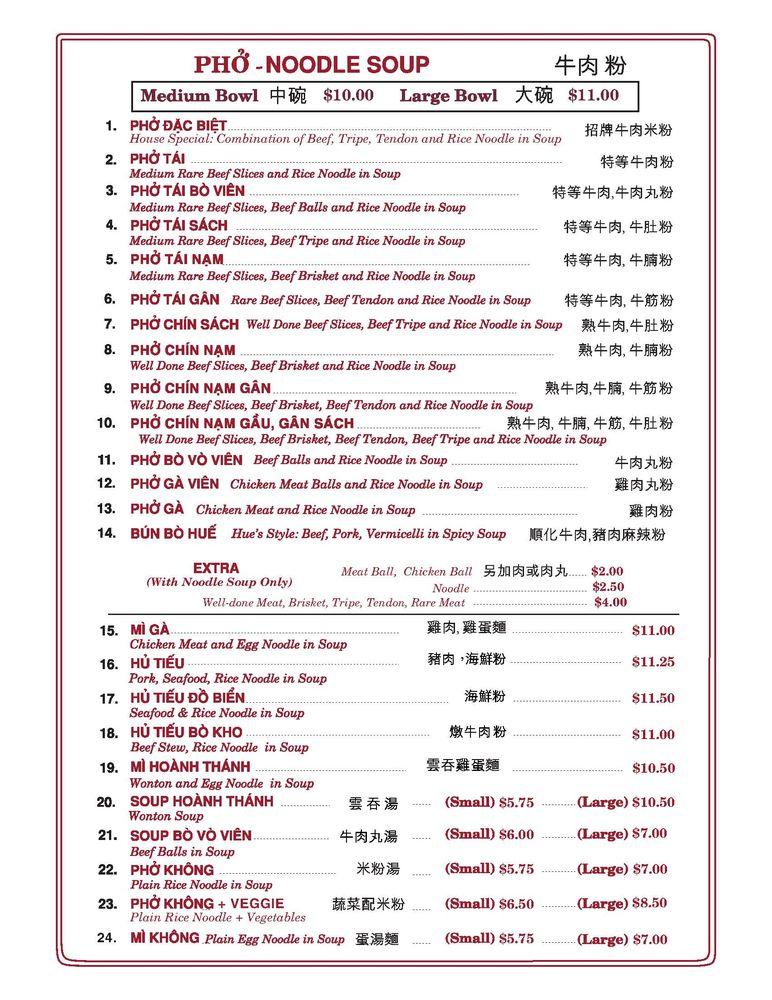 Menu at Pho Tam Langley restaurant, Langley Township