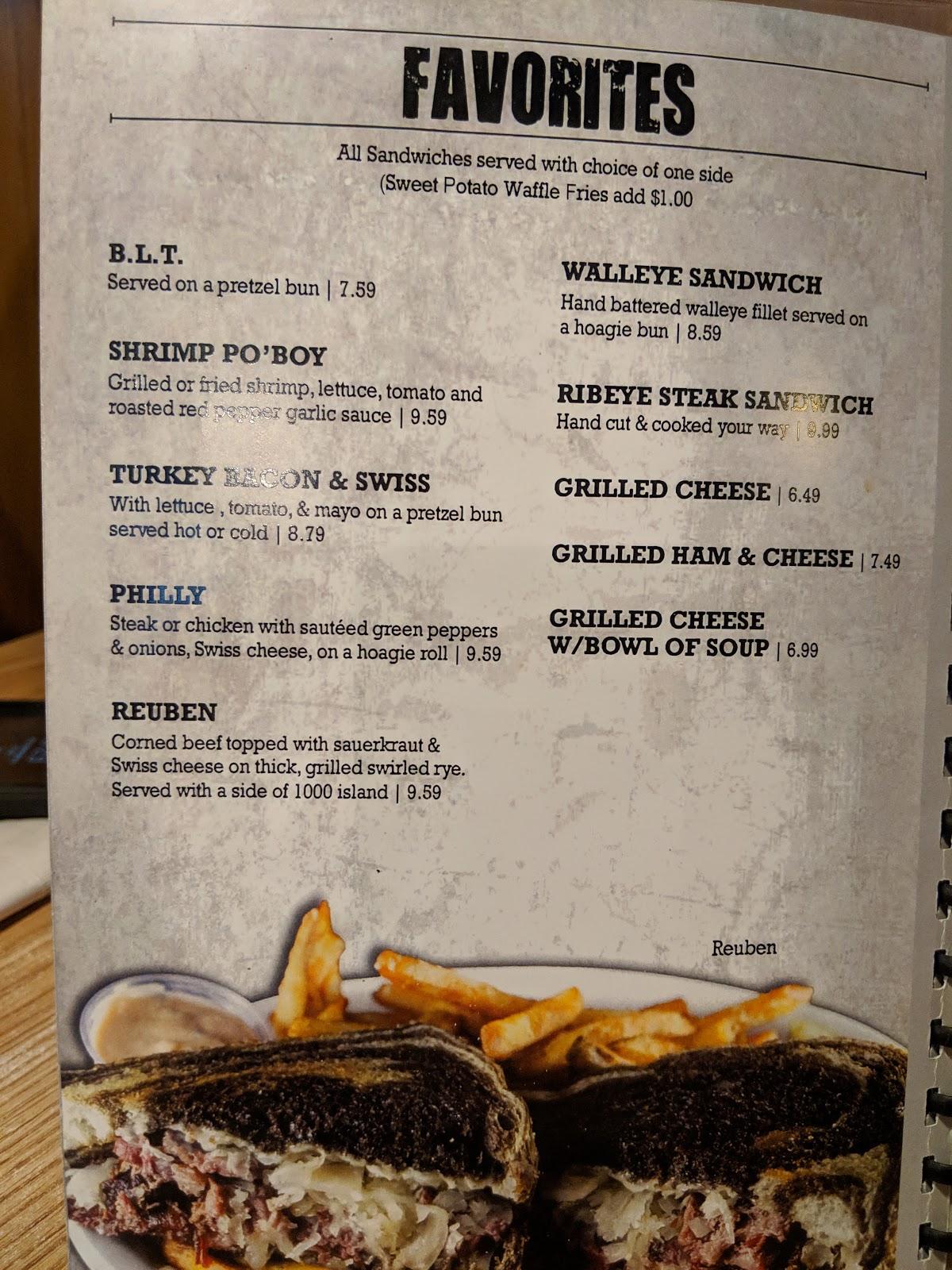 Menu at Red's Bar & Grill, Sheffield