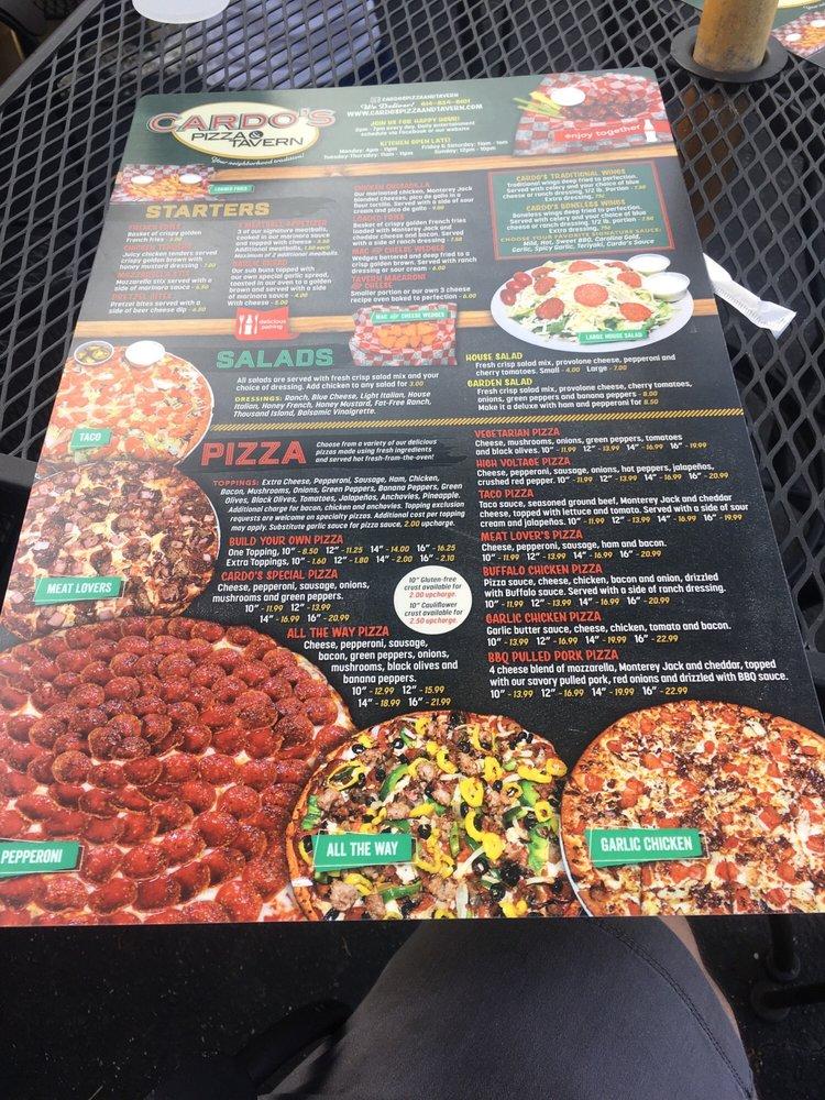 Menu at Cardo's Pizza & Tavern pub & bar, Pickerington