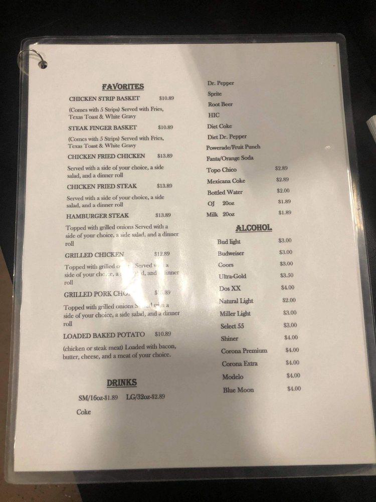 Menu at Live Oak Restaurant Sports Grill, Three Rivers