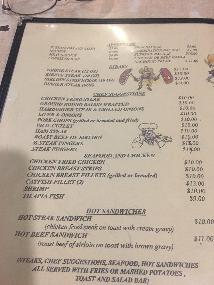 Menu at Steak House Cafe, Tatum